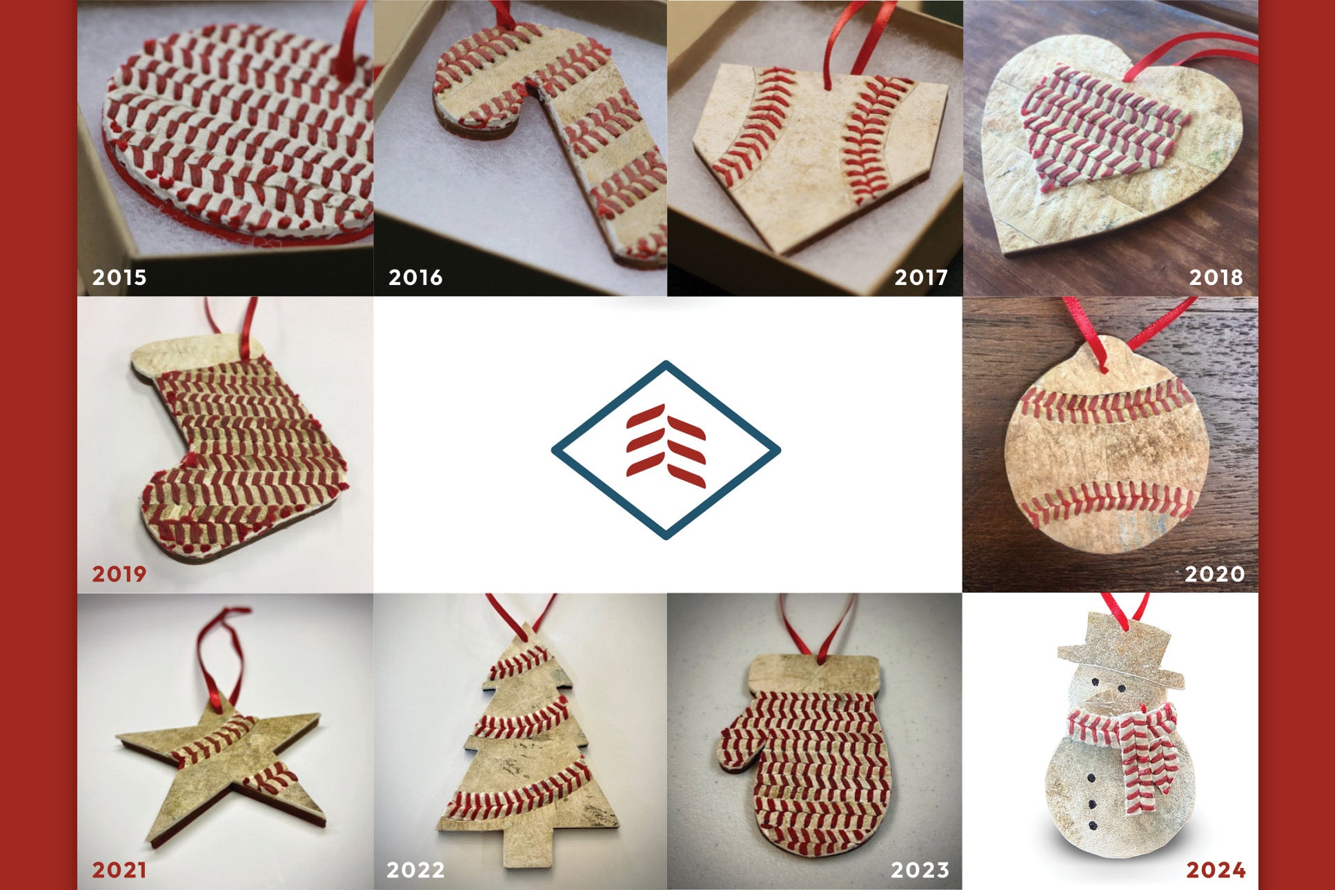 Handmade Baseball Ornaments Complete Set of 11 – The Baseball Seams Company