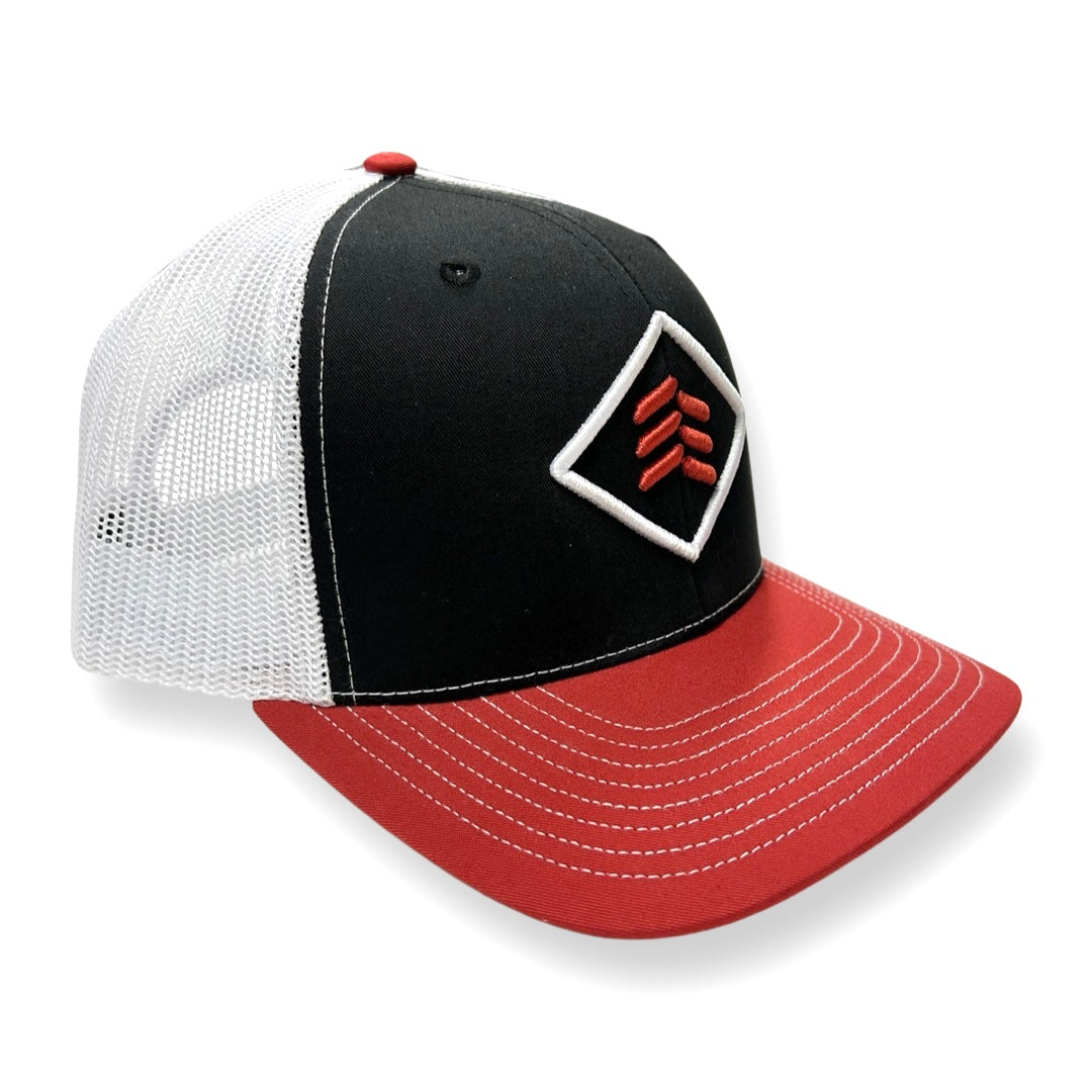 Three Seams Logo Trucker Hat - 3D Puffy Embroidered – The Baseball ...