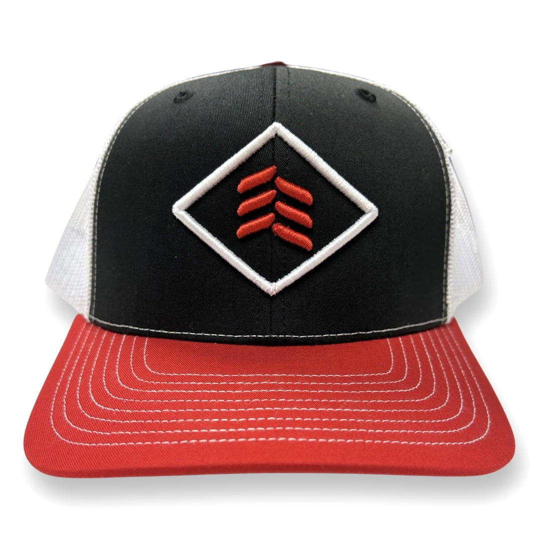 Three Seams Logo Trucker Hat - 3D Puffy Embroidered – The Baseball ...